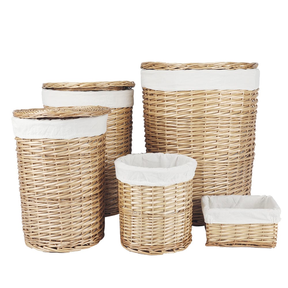 5 - Piece Wicker Storage Baskets with Liner Set | STripleB