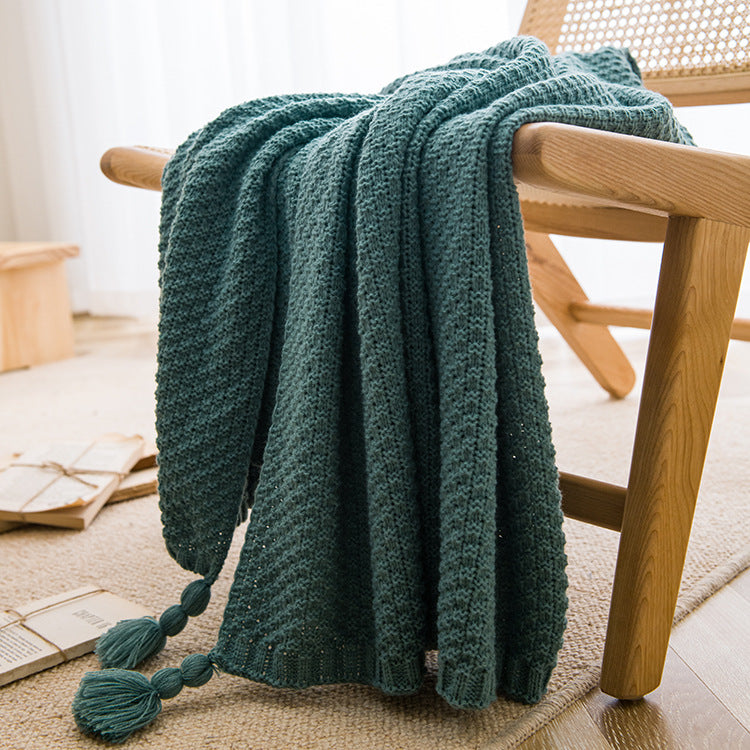 Dark Green - Soft Tassel Throw Blanket | STripleB