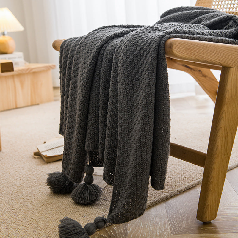 Dark Grey - Soft Tassel Throw Blanket | STripleB